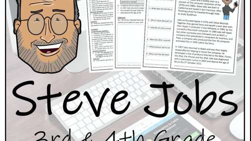 Steve Jobs Close Reading Comprehension Activity | 3rd Grade & 4th Grade