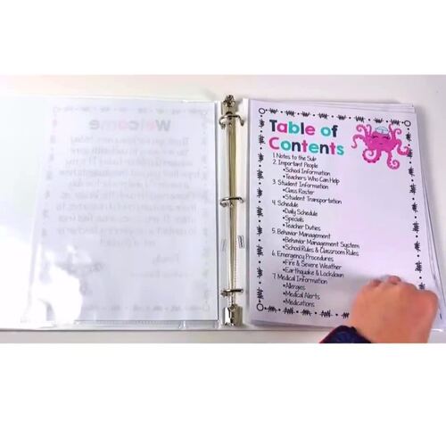 Pink and Navy Nautical Substitute Binder for Elementary Teachers | Editable