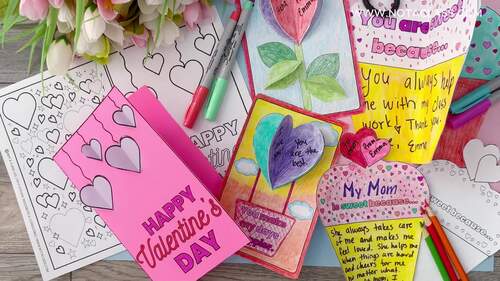 Valentine's Day 3D Pop-Up, Cupcake Card Craft Bundle, Writing Centers ...