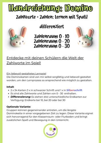 German: Easter-Themed Numbers Domino Game: Fun Learning DAZ / DAF ...