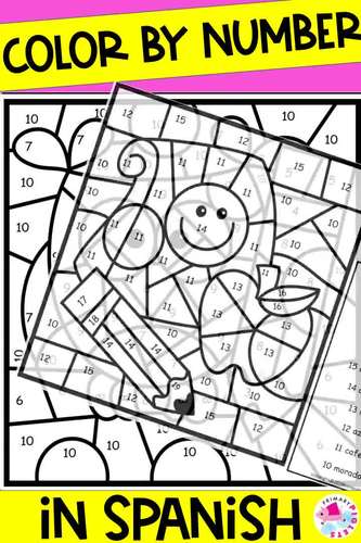 Spanish Color by Number Back to School | Color by Code | Distance Learning