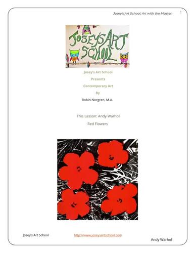 Andy Warhol Art Lesson Flowers Grade K to 6th Grade Art History | TPT