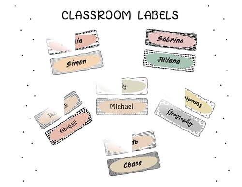 Classroom Labels, Student Name tags, Student labels, Boho Modern Name ...