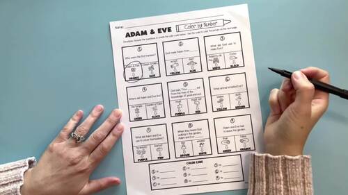 Bible Story Color by Number | ADAM & EVE Worksheet and Activity ...