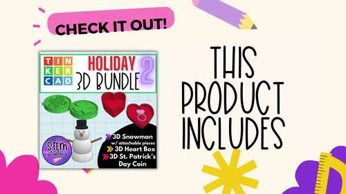 3D *BUNDLE* Spring Holidays 2 Mini Bundle 3D Printing Tinkercad | TPT