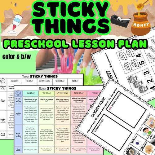 STICKY THINGS- Preschool Weekly Lesson Plan by PavlyStyle | TPT