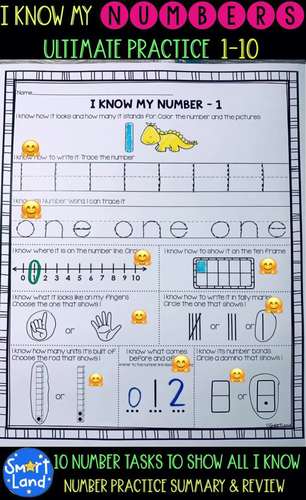 Numbers 1-10 handwriting and counting practice | Dino fun | TPT