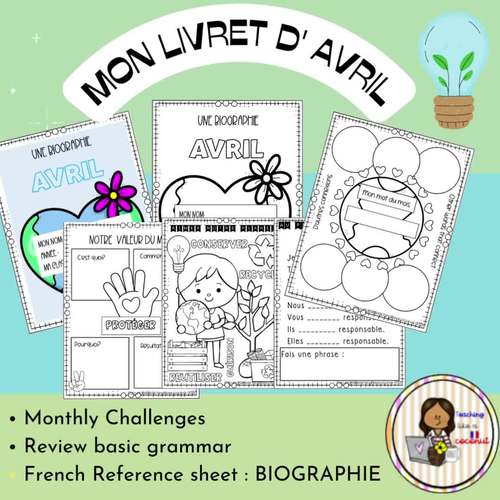 French April Activity book : Mon Cahier d'avril with Grammar , Une ...
