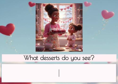 Valentine's Day Boom™ Cards: Wh-What Questions - What do you see?