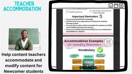 ESL ELL Newcomer Accommodations & Modification Checklist & Examples for ...