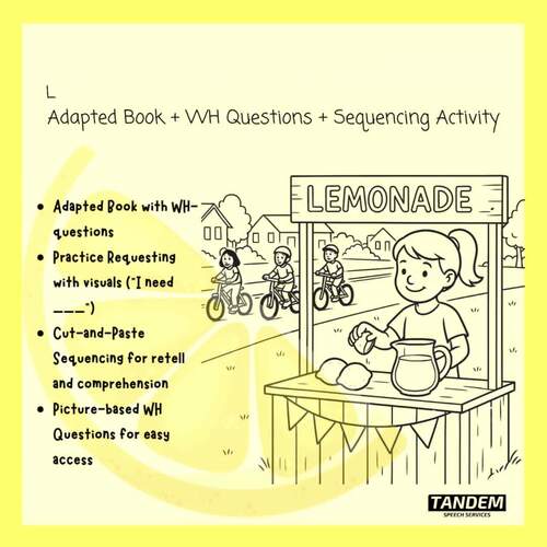 Let’s Make a Lemonade Stand – Adapted Book + WH Questions + Sequencing ...