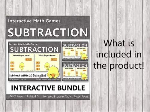 Subtraction Interactive Math Games Bundle {Dancing Chick} | TPT