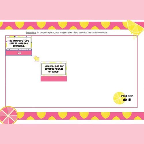 Lemonade Themed Digital Maze! Identifying Integers 6.NS.C.5 by Jessylane318