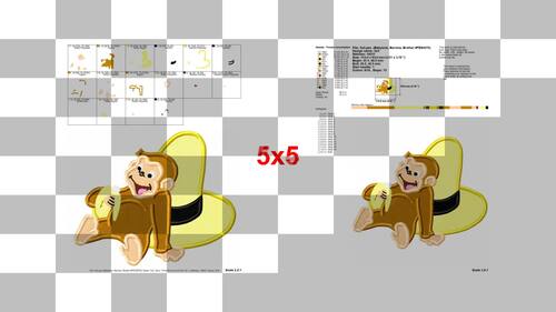 Curious George Fill Embroidery Design 09 - Instant Download by Aneta H