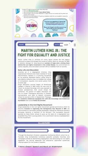 Martin Luther King Biography | NO PREP READING & WRITING LESSON | Sub Plan