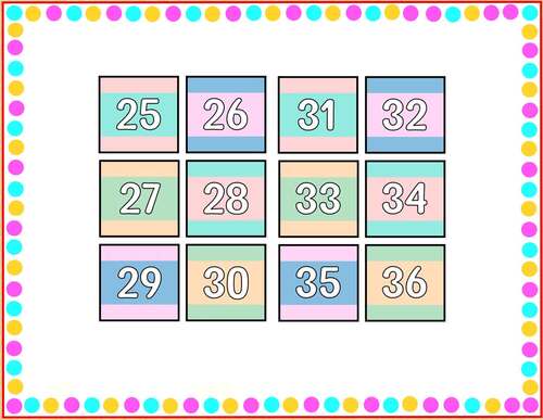 Printable Bright Stars Calendar Number Labels, Pocket Size Calendar Numbers
