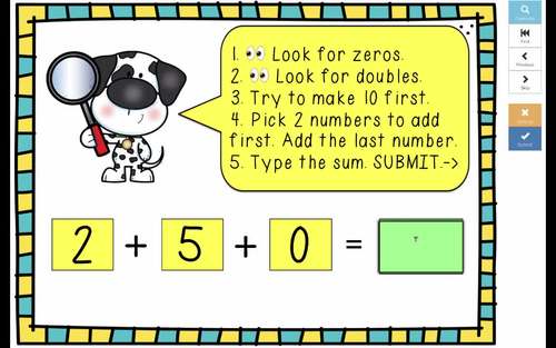 Boom Cards Adding 3 Single Digit Numbers Strategies TYPE ANSWERS