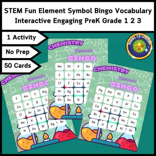 STEM Fun Element Symbol Bingo Vocabulary Interactive Engaging PreK ...