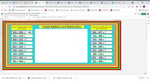 Rainbow Gnome 3-digit Addition and Subtraction Pixel Art Mystery Reveal