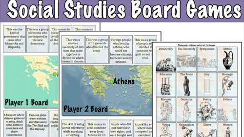 Ancient Greece Board Games #2 - Athens (Go Fish) two printable versions