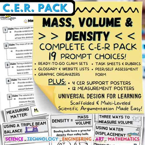 CER Bundle: Mass Volume Density Scientific Arguments 19 Prompts ...