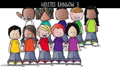 Kidlettes in rainbow colors clip art 3 COLORED Version by Melonheadz ...