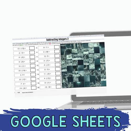 Subtracting Integers 2 Digital Picture Unscramble using Google Sheets