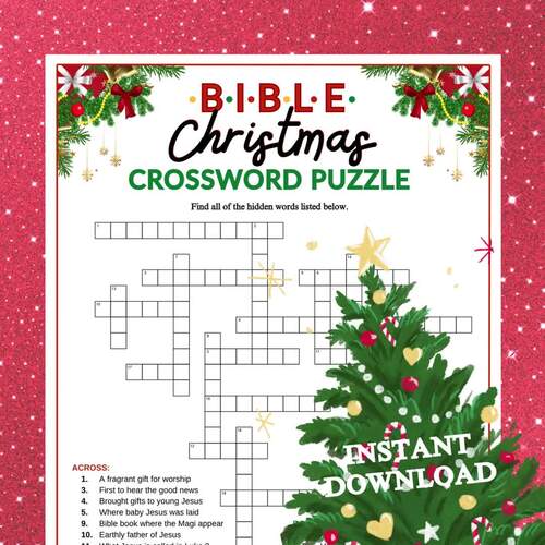 Bible Christmas Crossword Puzzle: Nativity Christian Activity by Bon ...
