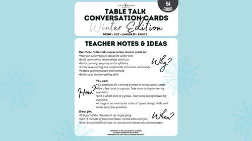 Table Talk Conversation Cards - Winter Edition by The Life Compass Academy