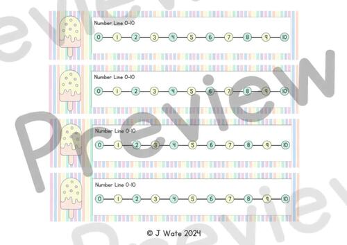 Number Lines 0 to 20 Printable Desk Tags | Striped Pastel | Math Labels ...