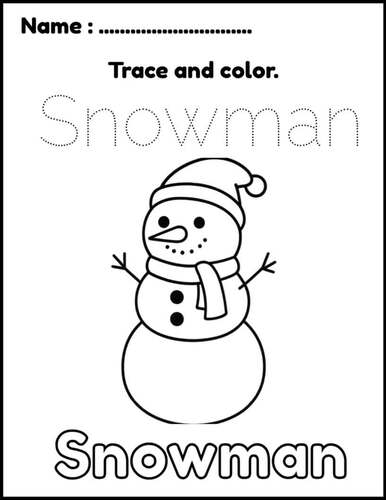 Snowman Trace and Color | Winter Fine Motor Preschool Worksheet ...