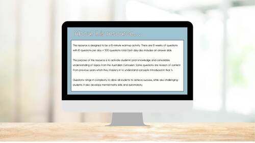 Year 4 Daily Maths Warmup Slides | Set 1 | Australian Curriculum V9 Aligned