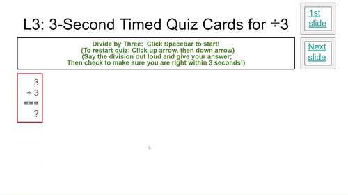 Division Flashcards, Level 3, Math Practice, Math Facts, Flash Cards