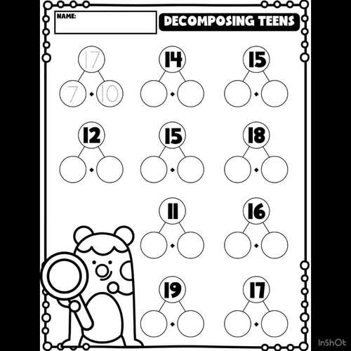 Teen Numbers {Compose + Decompose} No Prep Worksheets by Serendipity ... Teen Numbers {Compose + Decompose} No Prep Worksheets by Serendipity ...