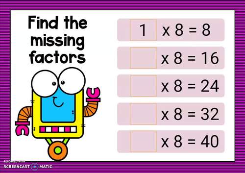Multiplication Table of 8 Boom Cards™ Distance Learning by Creating 4 ESL