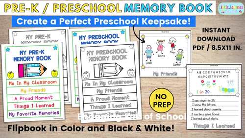 Preschool Memory Book, Pre-K End-of-Year Memory Book, End of Year Keepsake