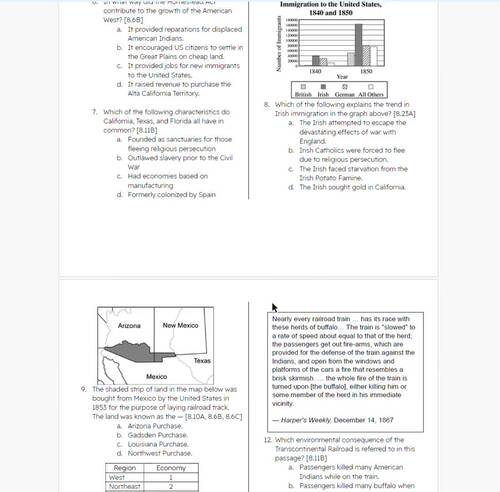 Westward Expansion Manifest Destiny Unit Test Summative Assessment exam ...