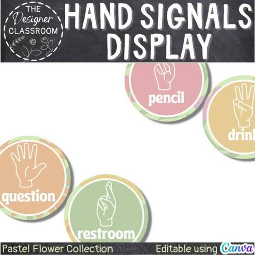 Classroom Hand Signals Display | Pastel Flower Classroom Decor | TPT