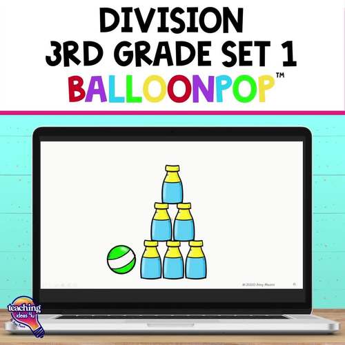 3rd Grade Division Digital Math Review Games BalloonPop™, Set 1 | TPT