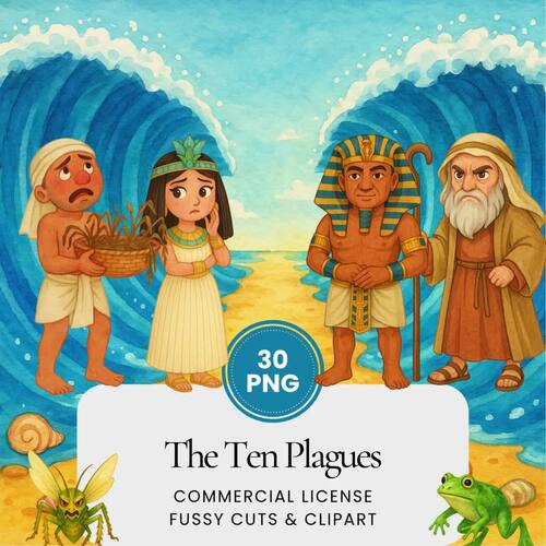 The Ten Plagues Bible Story Watercolor Clipart by Ikota Design | TPT