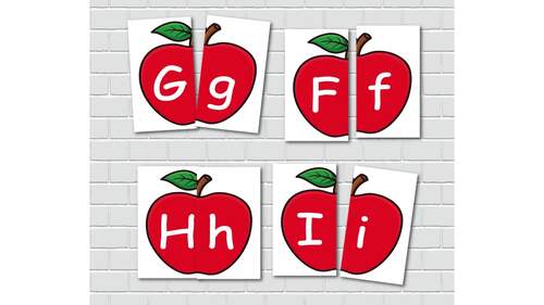 Apple ABC Symmetry Cards, Alphabet Matching Game, Pre-k Learning
