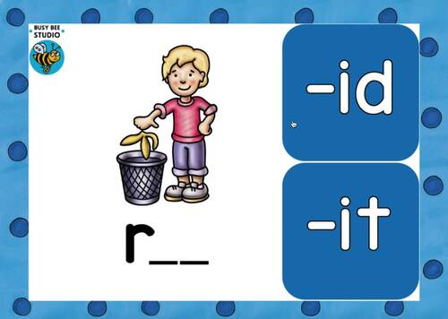 CVC Word Families short i Boom Cards by Busy Bee Studio | TPT