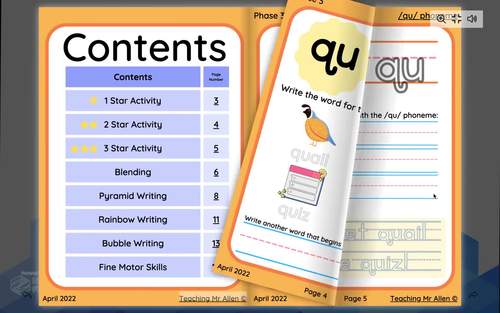 QU Digraph Phonics & Handwriting Workbook, Independent Printable Activity