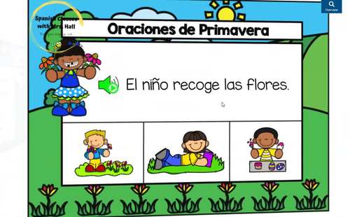 Spring Sentences in Spanish - Oraciones de Primavera BOOM CARDS | TPT