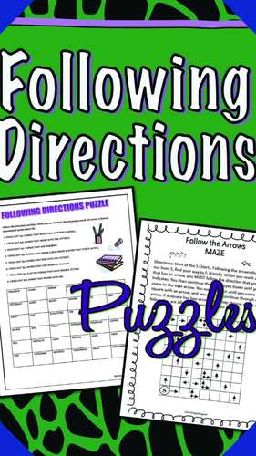 Following Directions Puzzles Beginning or End of Year Activity with Easel