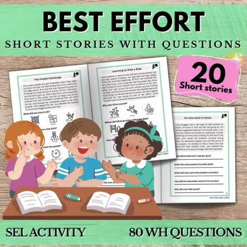 Best Effort Growth Mindset Short Stories W/ QuestionsWorksheets Autism ...