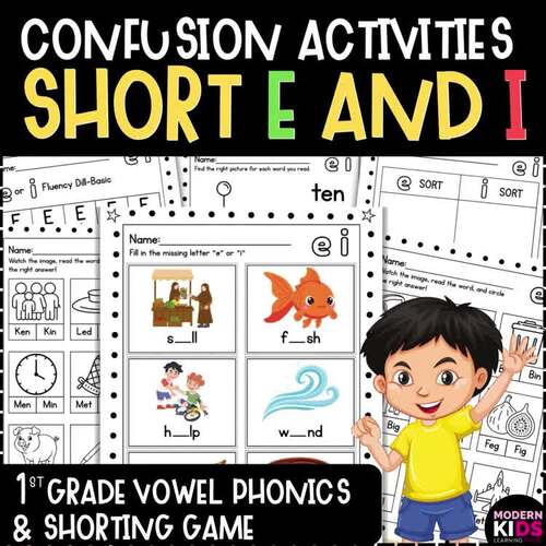 Short E and I Confusion Activities - 1st Grade Vowel Phonics & Shorting ...