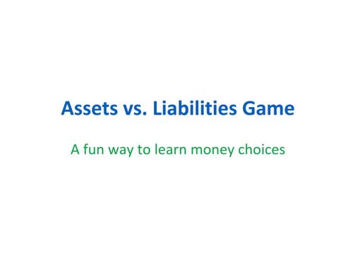 Assets vs. Liabilities Card Deck Game by Invest Young | TPT