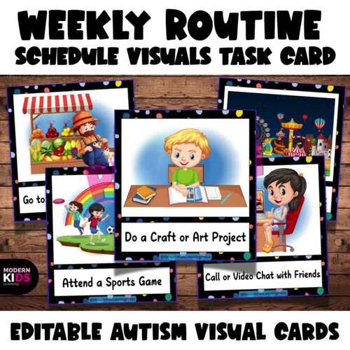Weekly Routine Schedule Cards - Editable for Autism or Special Needs