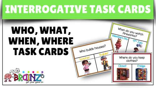 Who, What, When, & Where Task Cards | Question Words Activity| Special ...